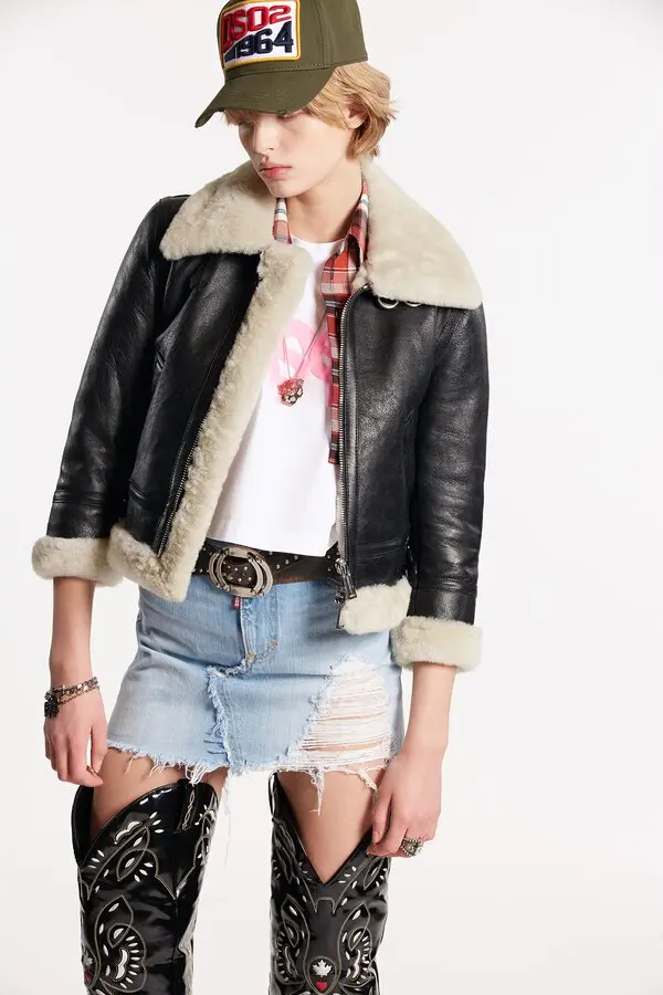 Dsquared2 Americana Shearling Kaban - Black