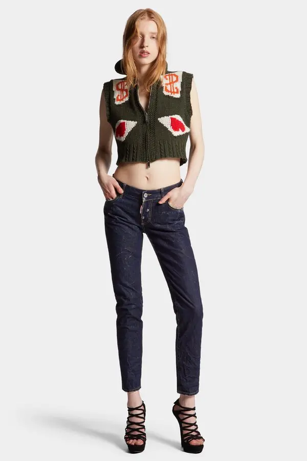 Dsquared2 Dark Crinkle Wash Medium Waist Jennifer Jeans