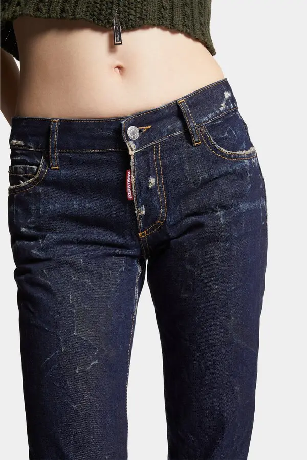 Dsquared2 Dark Crinkle Wash Medium Waist Jennifer Jeans
