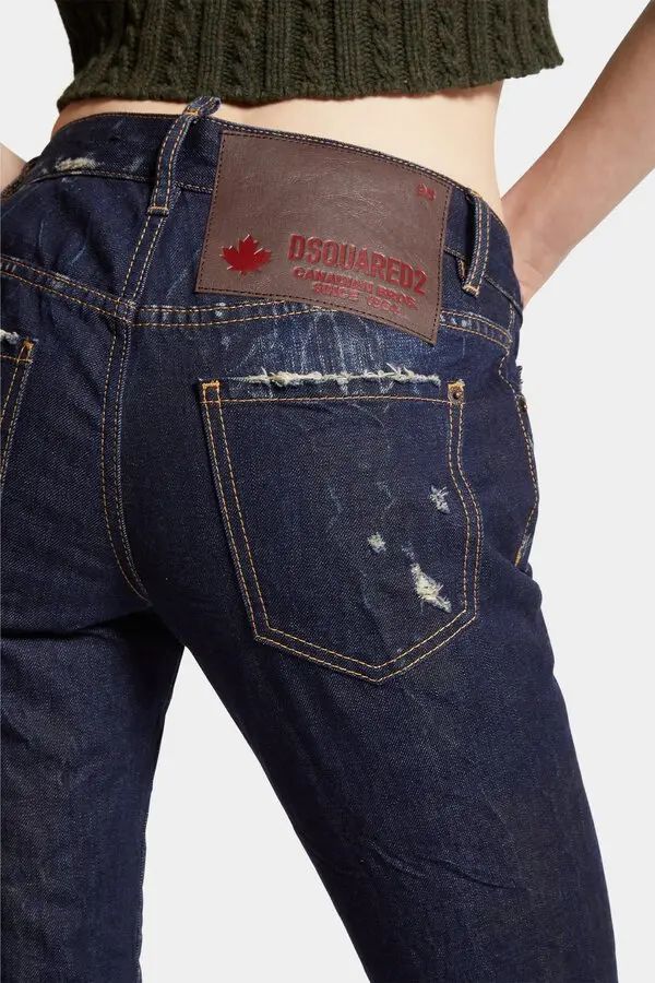 Dsquared2 Dark Crinkle Wash Medium Waist Jennifer Jeans