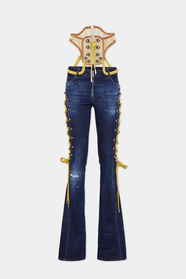 Dsquared2 Stretch Denim Hiking Trumpet Jeans - Blue