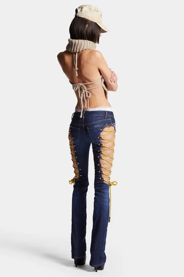 Dsquared2 Stretch Denim Hiking Trumpet Jeans