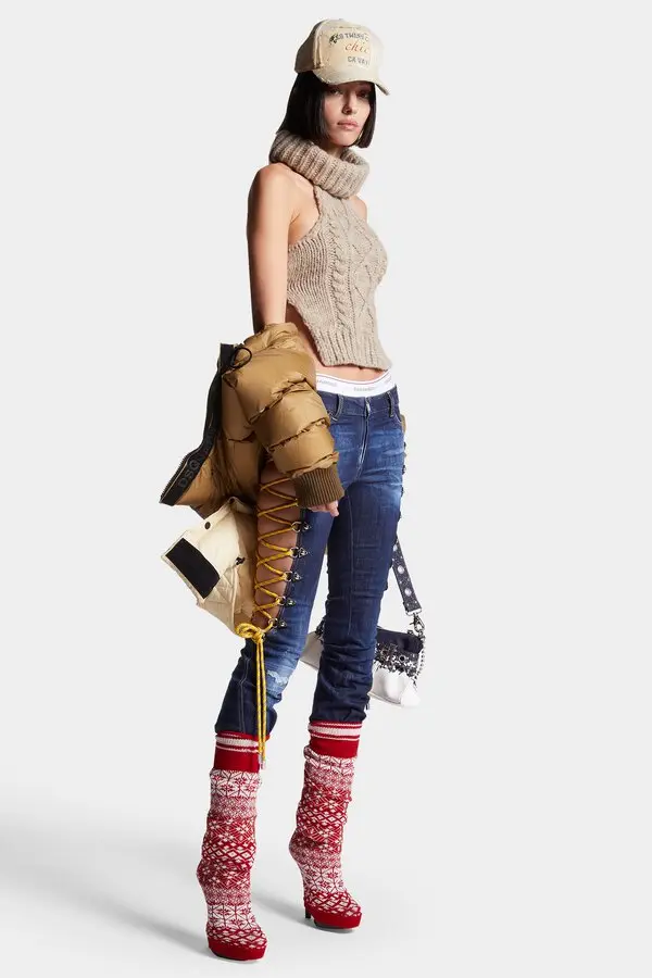 Dsquared2 Stretch Denim Hiking Trumpet Jeans
