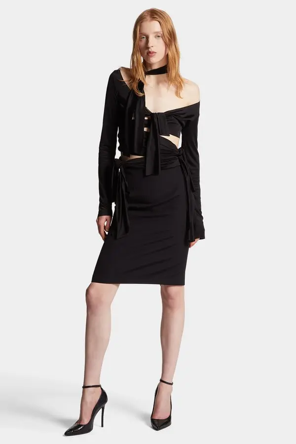 Dsquared2 Stretch Worsted Wool Pencil Skirt
