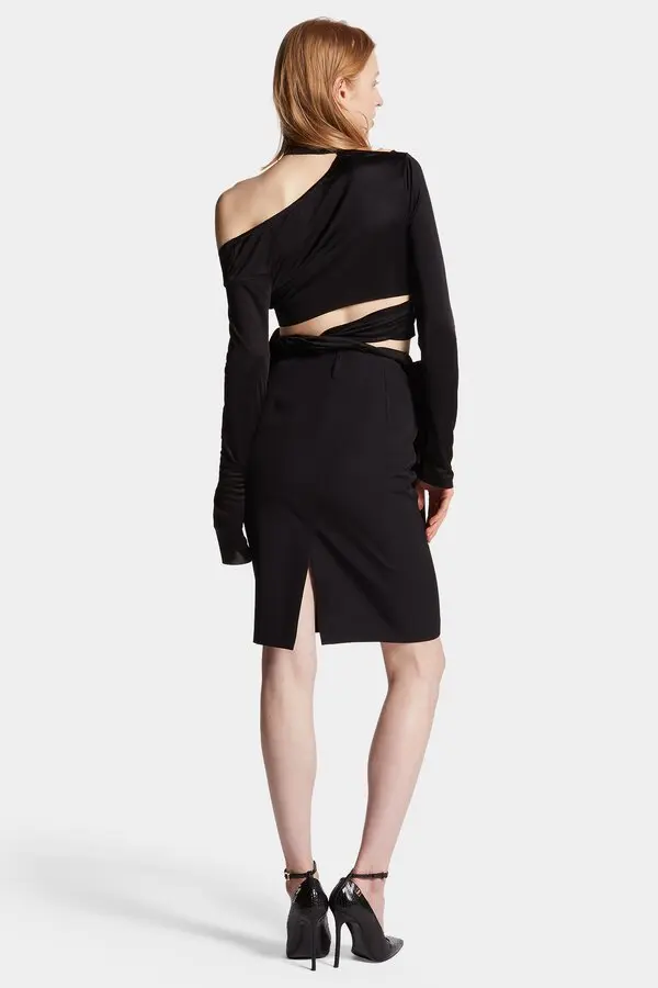 Dsquared2 Stretch Worsted Wool Pencil Skirt