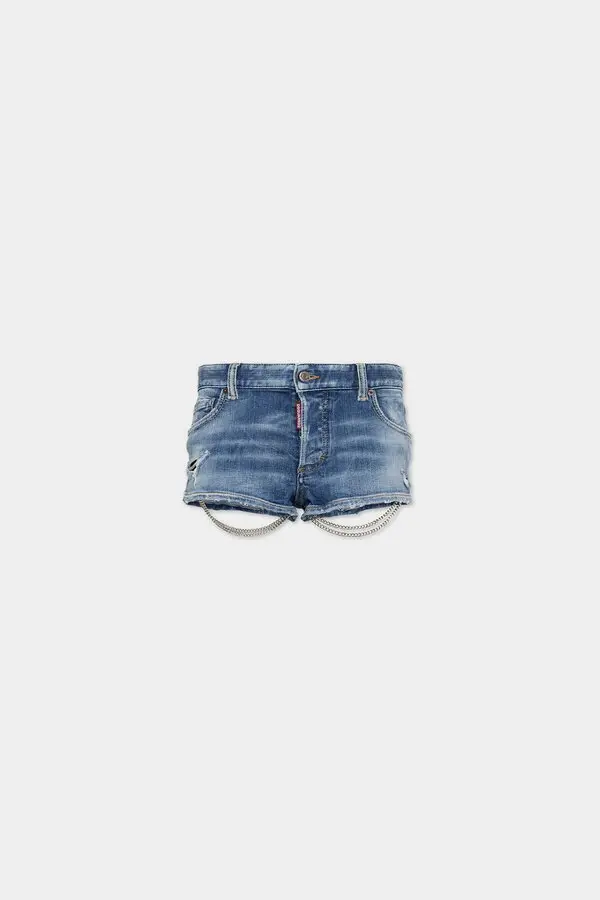 Dsquared2 Chain Medium Wash Denim Hot-pant
