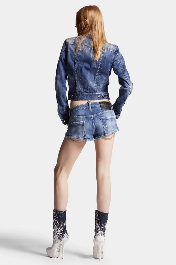 Dsquared2 Chain Medium Wash Denim Hot-pant