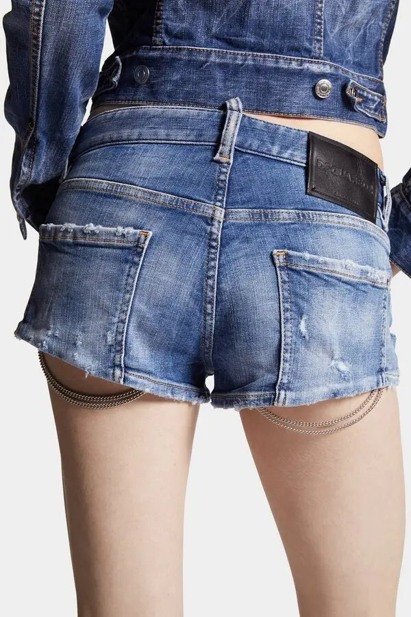 Dsquared2 Chain Medium Wash Denim Hot-pant