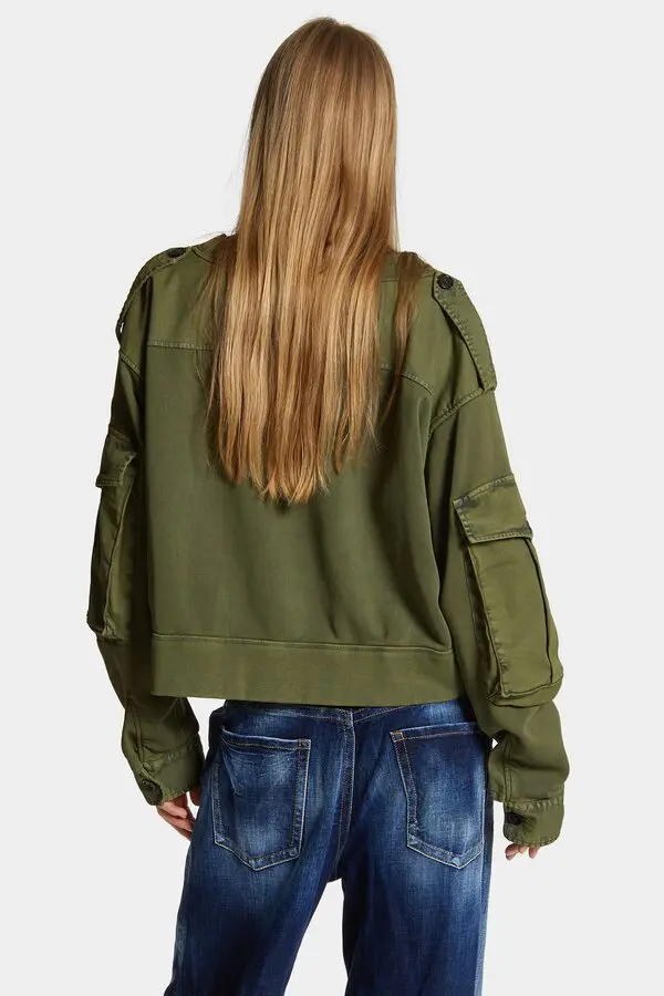 Dsquared2 Fade Dyed Multipocket Crewneck Sweatshirt