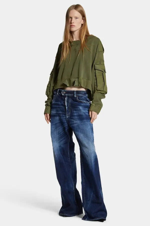 Dsquared2 Fade Dyed Multipocket Crewneck Sweatshirt