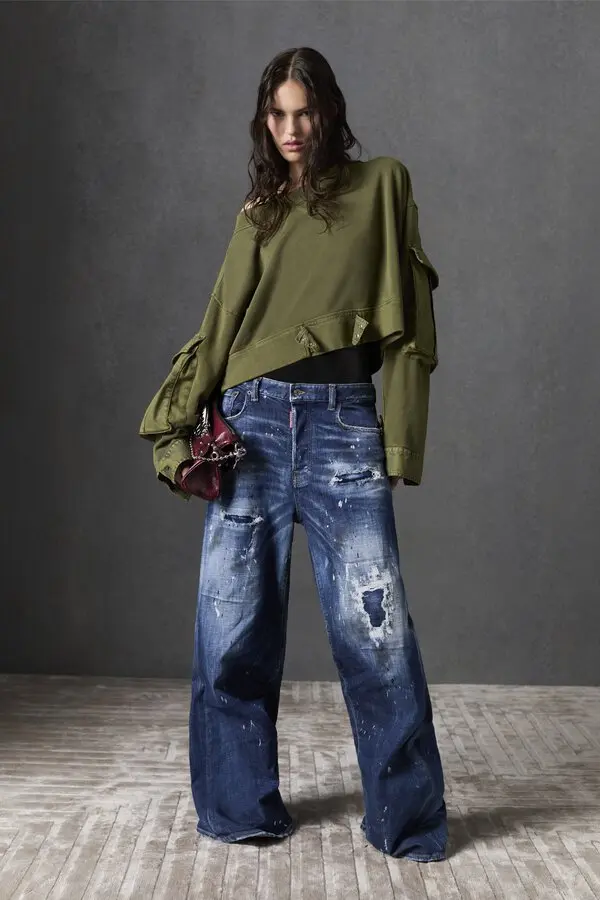 Dsquared2 Fade Dyed Multipocket Crewneck Sweatshirt