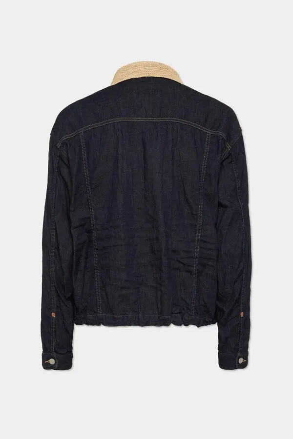 Dsquared2 Summer Lovers Dark Wash Raffia Collar Drawstring Shirt