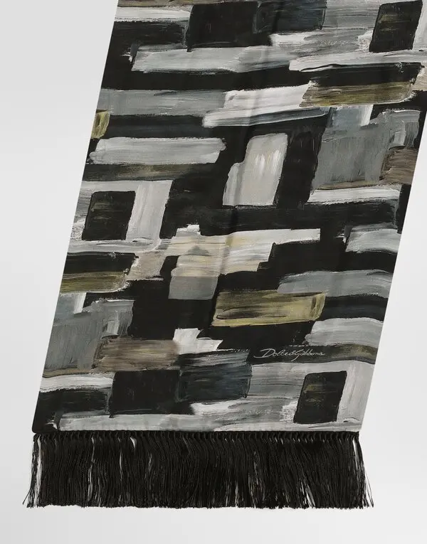Dolce & Gabbana Abstract-print Silk Scarf - Black