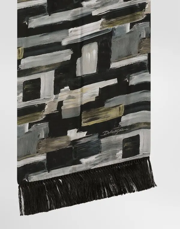 Dolce & Gabbana Abstract-print Silk Scarf - Black