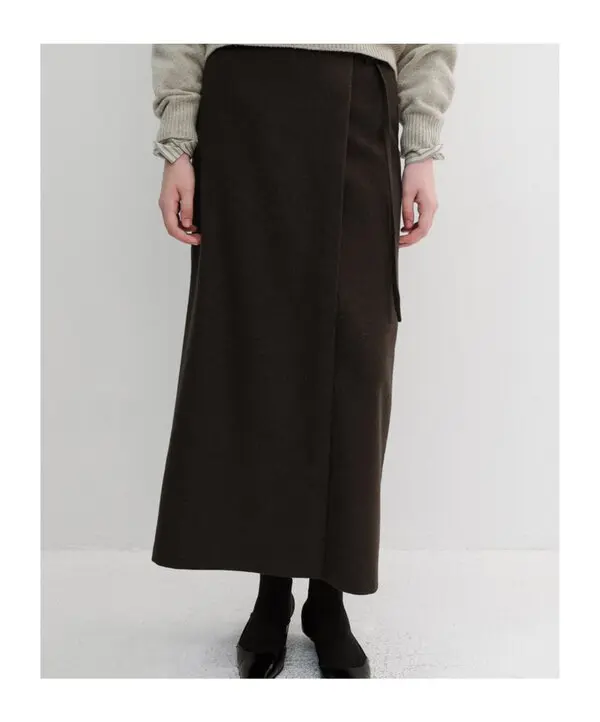 DUNST Maxi Wrap Skirt Brown