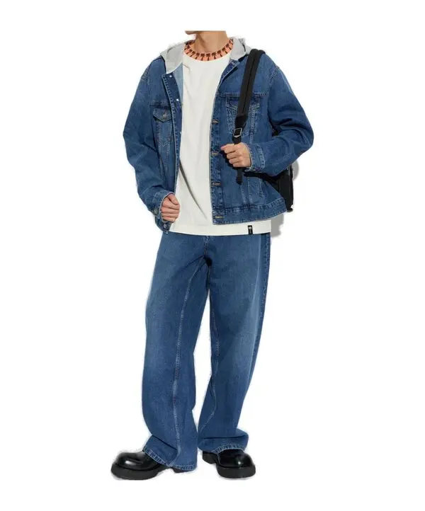 Palm Angels Hooded Vintage Denim Jacket