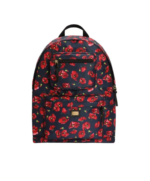 Dolce & Gabbana Poppy-print Nylon Backpack - Black