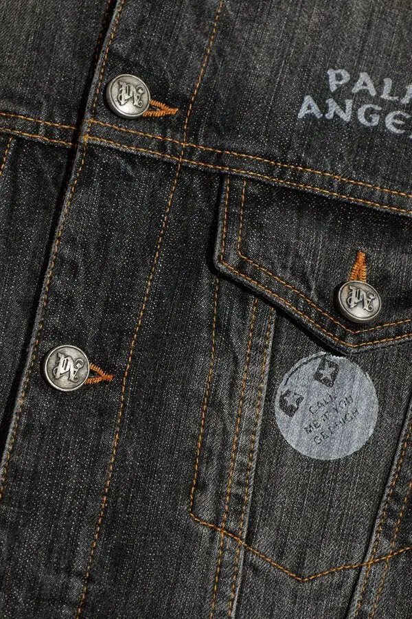 Palm Angels Printed Hooded Denim Jacket