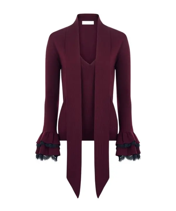 Nina Ricci Knitted Top With A Tie-neck And Flared Sleeves