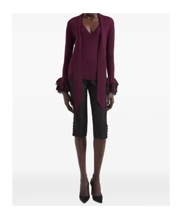 Nina Ricci Knitted Top With A Tie-neck And Flared Sleeves