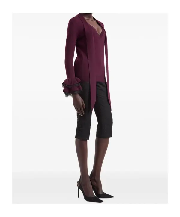 Nina Ricci Knitted Top With A Tie-neck And Flared Sleeves