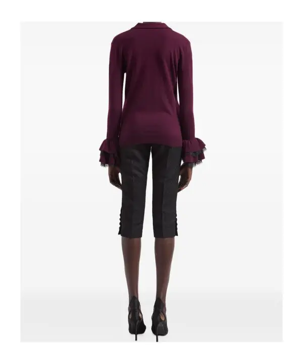 Nina Ricci Knitted Top With A Tie-neck And Flared Sleeves