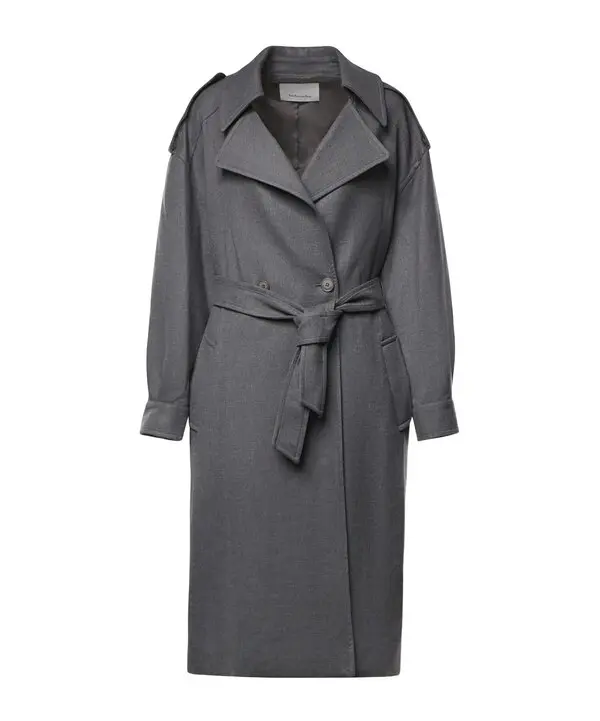 THE FRANKIE SHOP Double-breasted Long-sleeved Trench Coat