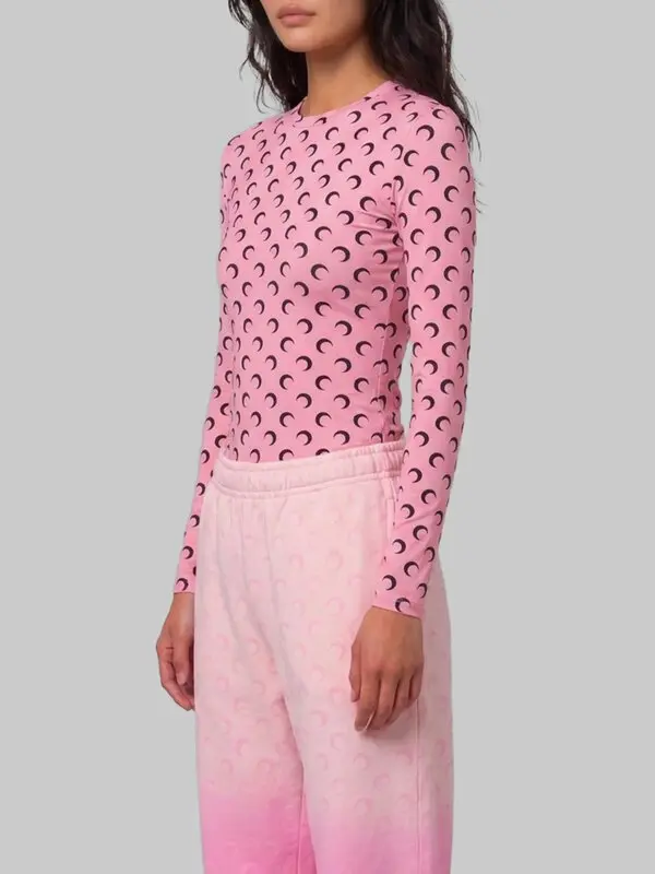 MARINE SERRE Crew Neck Moon Print Long Sleeve Top