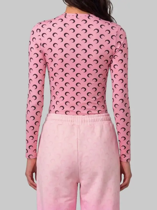 MARINE SERRE Crew Neck Moon Print Long Sleeve Top