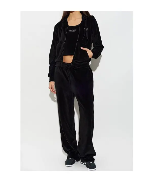 Moschino Active Logo Embellished Zip-up Sweatshirt