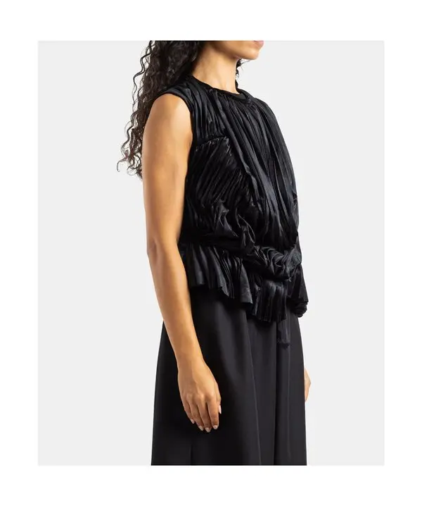 Comme Des Garçons Sleeveless Draped Pleated Blouse