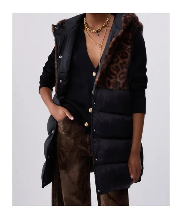 Liu Jo Leopard-print Panel Quilted Gilet
