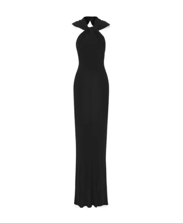 Saint Laurent Open-back Hooded Long Dress