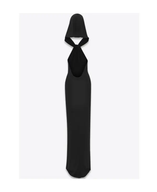 Saint Laurent Open-back Hooded Long Dress