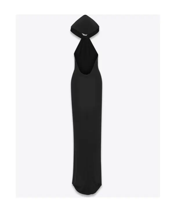 Saint Laurent Open-back Hooded Long Dress