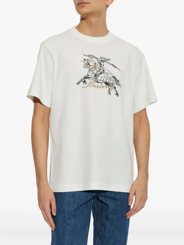 Burberry Etched Knight Crewneck T-shirt - Chalk White