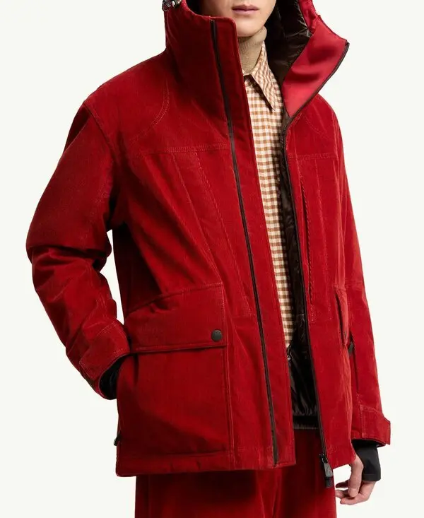 Moncler Airolo Corduroy Insulated Hooded Ski Jacket