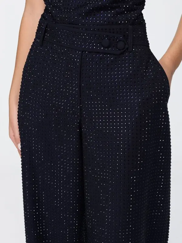Pinko Rhinestone-embellished Wide-leg Trousers