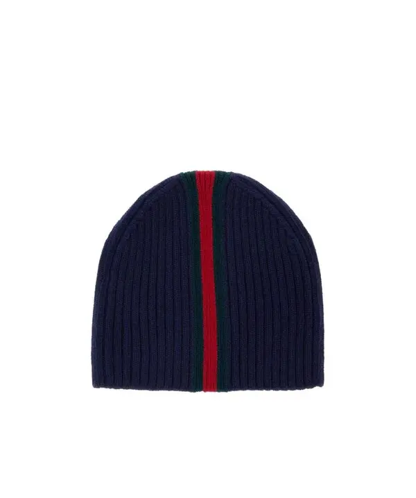 Gucci Web-stripe Ribbed-knit Beanie Hat