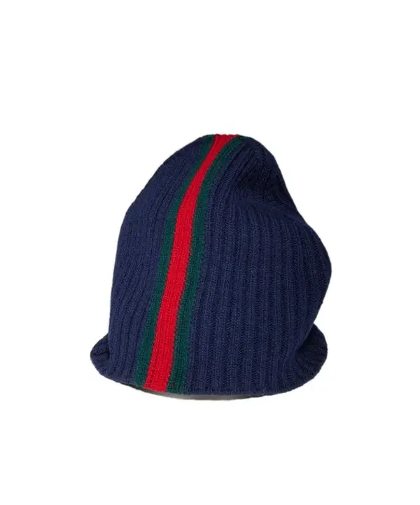 Gucci Web-stripe Ribbed-knit Beanie Hat