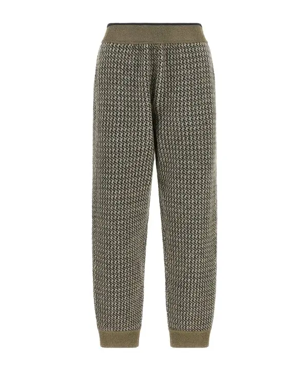 Brunello Cucinelli Mohair, Virgin Wool And Cashmere Sparklin Ghoundstooth Knit Track Trousers - Gray