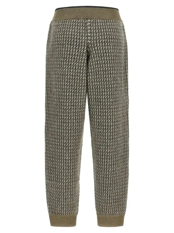 Brunello Cucinelli Mohair, Virgin Wool And Cashmere Sparklin Ghoundstooth Knit Track Trousers