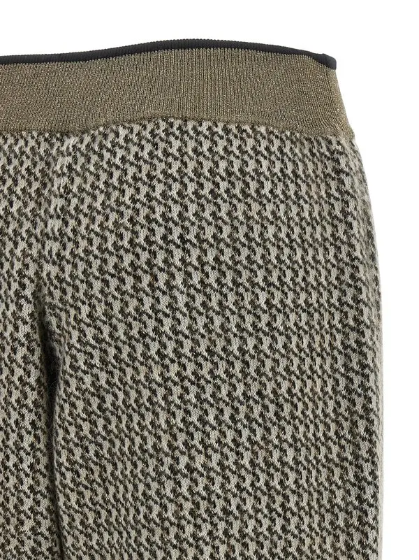 Brunello Cucinelli Mohair, Virgin Wool And Cashmere Sparklin Ghoundstooth Knit Track Trousers