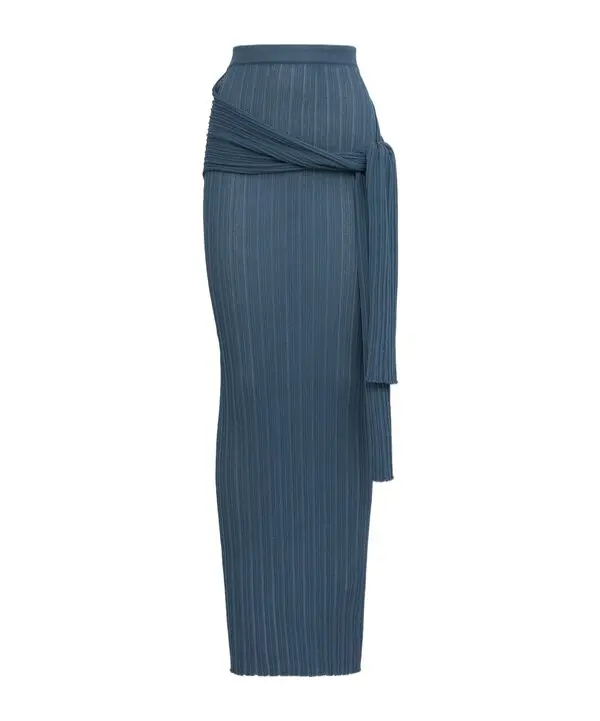 Giuseppe Di Morabito Ribbed Knit Skirt With Draped Sash - Blue