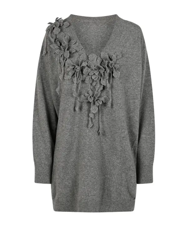 Alberta Ferretti Appliqué Knitted Dress - Gray