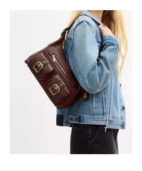 COACH Allison Zip Top Shoulder Bag - Brown