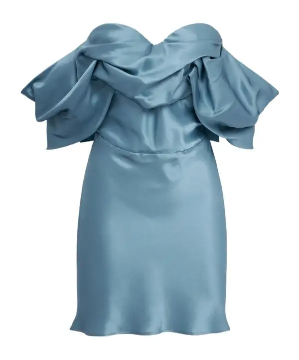 Giuseppe Di Morabito Draped Short Silk Dress - Blue