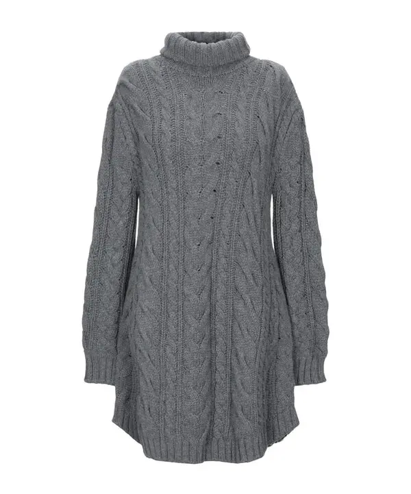 Dolce & Gabbana Turtleneck Cable Knit Mini Dress - Gray