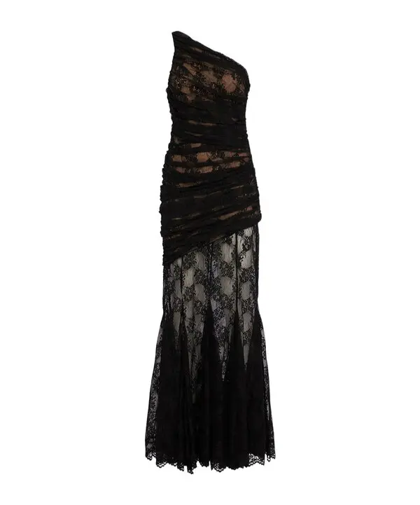Giuseppe Di Morabito One Shoulder Draped Lace Long Dress
