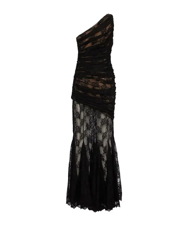 Giuseppe Di Morabito One Shoulder Draped Lace Long Dress